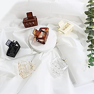 6 PCS Claw Hair Clips, Small Claw Clips for Women Girls, Rectangle Tiny Hair Jaw Clips, Non-slip Matte Claw Clamps Barrettes for Thin/Thick Medium Hair