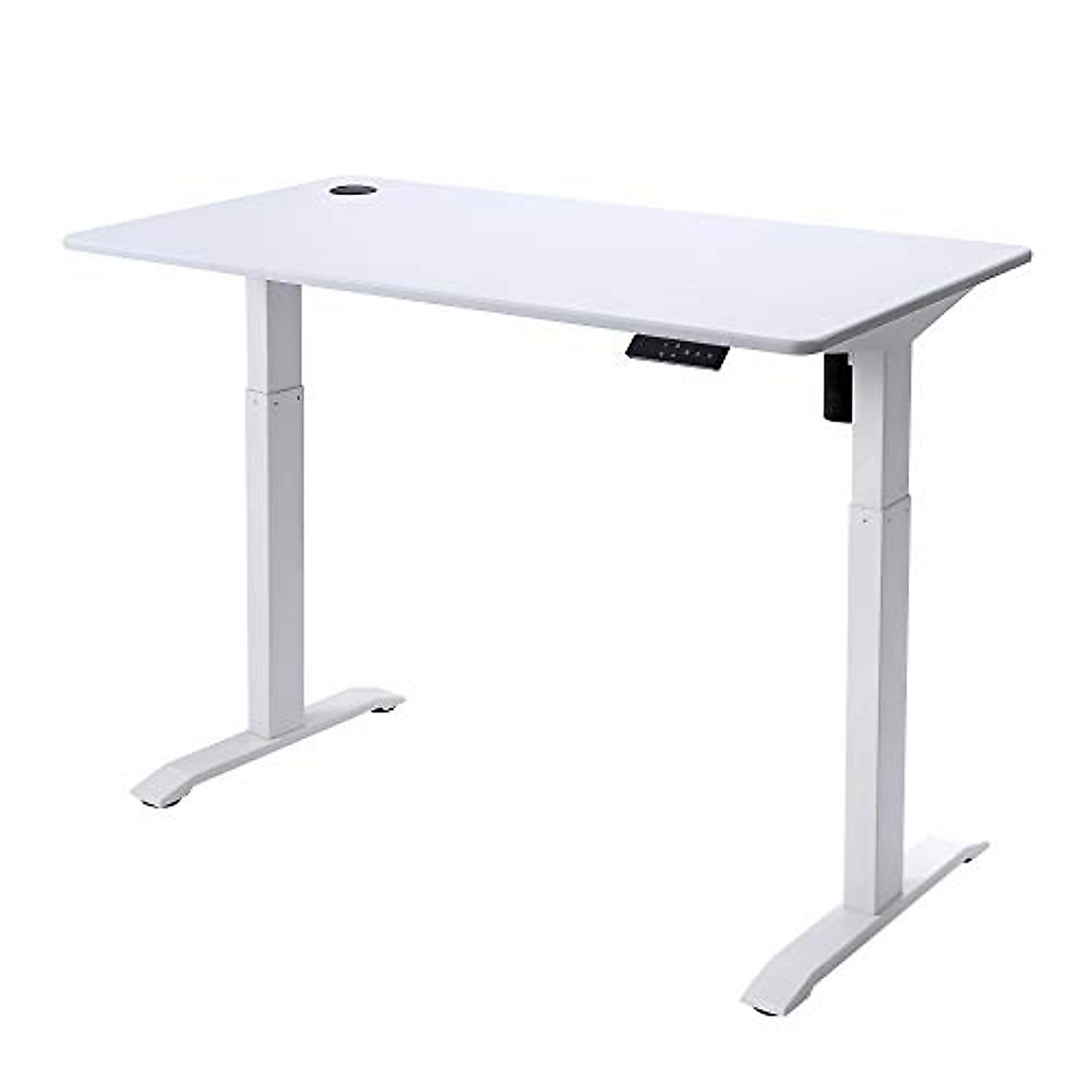 UNICOO - Electric Height Adjustable Standing Desk, Electric Standing Workstation Home Office Sit Stand Up Desk with 4 Pre-Set Memory Led Display Controller (White Top/White Legs-Electric - KT1001)
