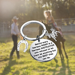 BAUNA Riding Instructor Thank You Key Ring Behind every Fearless Rider is a Fearless Instructor Horse Coach Gift (Horse Instructor Keychain)