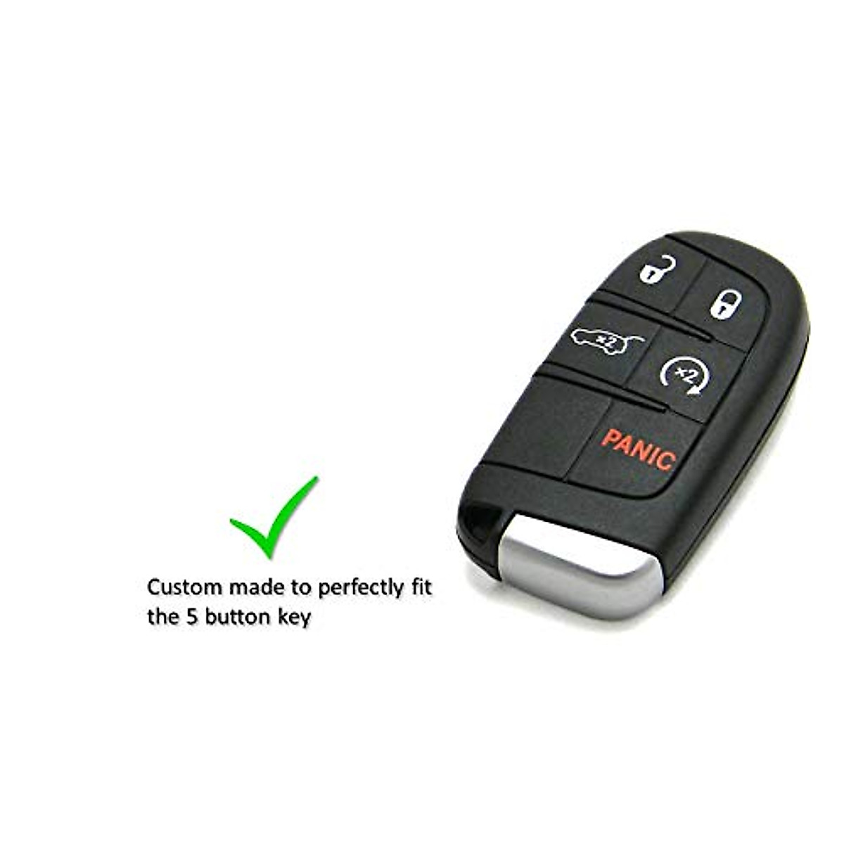 Autobase Silicone Key Fob Cover for Jeep Grand Cherokee Renegade Compass Dodge Challenger Charger Dart Durango Journey Chrysler 200 300 | Car Accessory | Key Protection Case (Black, 2 Pcs)