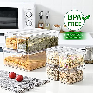 KUMD 10 Pack Fridge Organizers and Storage, Stackable Refrigerator Organizer Bins with Lids, BPA-Free Produce Fruit Storage Containers for Fridge Organizers, for Food, Drinks, Vegetable