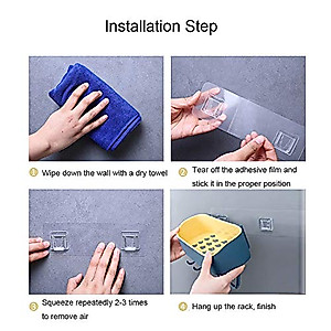 Shower Shelf Wall Mounted Storage-Organizer Shower Shelves withTowel Bar Storage Shelf Razor Holder for Bathroom, Kitchen and Dorm No Drilling Blue