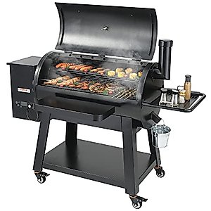 VEVOR Smoker Grill, Portable Wood Pellet Grill with Cart, 8 IN 1 BBQ Grill with PID Temperature Control & Meat Probe for Outdoor Cooking, Barbecue Camping, Picnic, 840 sq, Patio and Backyard, Black