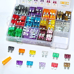 AYAOQIANG 528 pcs Assorted Standard Auto Car Truck Blade Fuses Assortment - 2A 3A 5A 7.5A 10A 15A 20A 25A 30A 35A 40A-ATC/APR/ATO+ATM Boat Automotive Replacement Fuses Kit