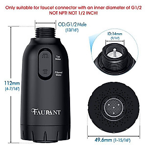 FAURANT Kitchen Faucet Head Replacement, Pull Down Water Filter for Kitchen Sink, Pull Out Sink Sprayer for G1/2 Connector, Black 1 Faucet+2 Filters