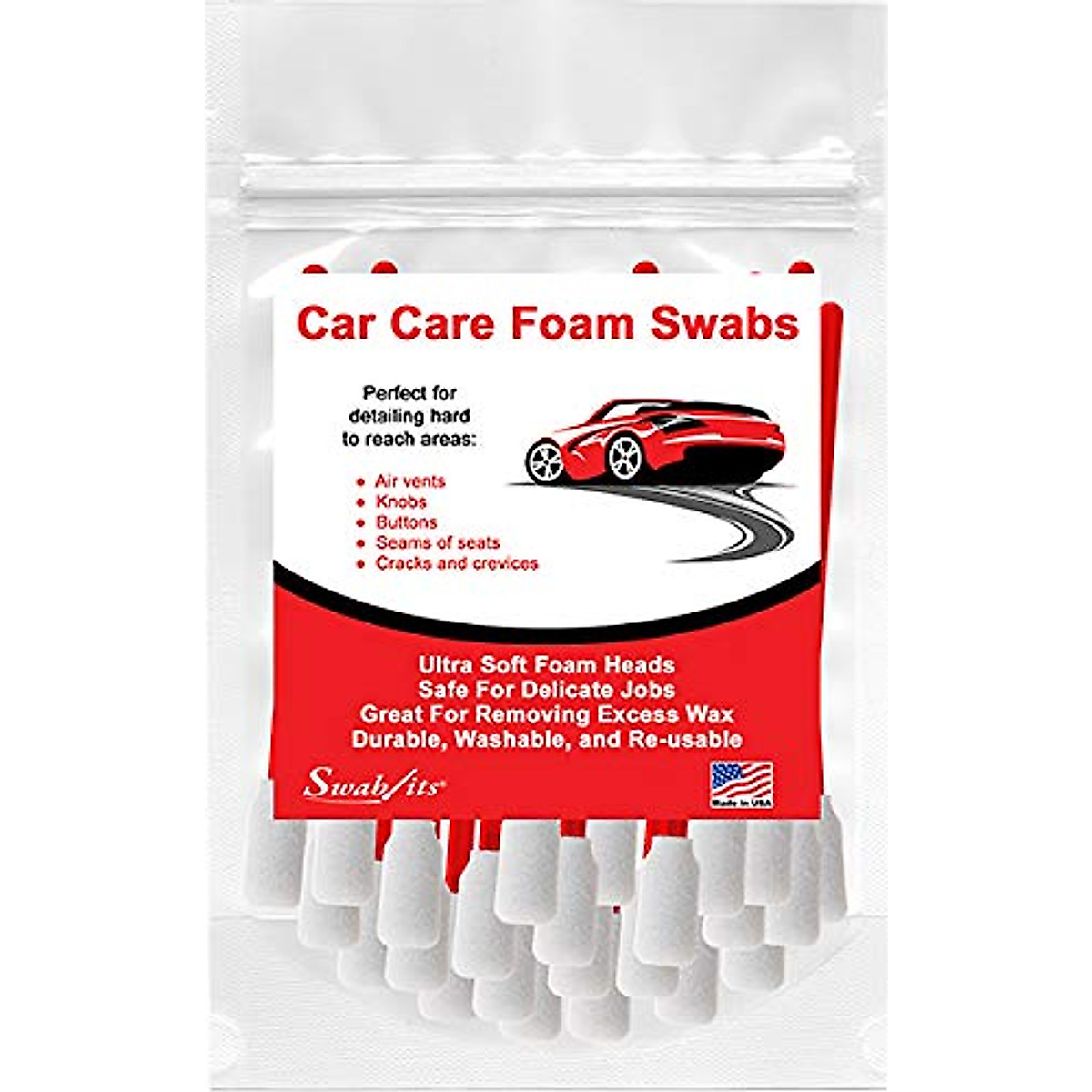 Swab-its® 24-Piece Package of Auto Detailing Car Care Foam Swabs: 87-7904 Made in The USA