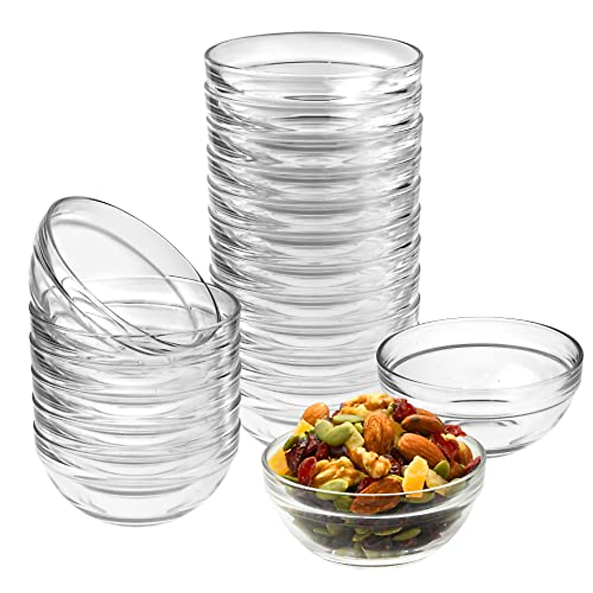Lartique Mini 3.5 Inch Small Glass Bowls – Small Bowls Perfect for Prep, Dips, Nuts, or Candy - Meal Prep Bowls or Dessert Bowls, Set of 18