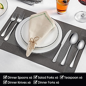 Silverware Set for 6 Premium Stainless Steel Cutlery Set Mirror Polished Flatware Set 30 Piece Knife Forks and Spoons Silverware Set Food-Grade Tableware Utensils Set for Restaurant Dishwasher Safe