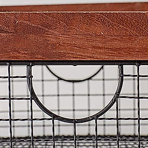 DII Farmhouse Wood Rimmed Wire Storage Basket Set, Bronze, Assorted