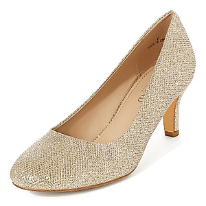 BABEYOND Pumps Shoes for Women - Closed Toe Low Heel Dress Pumps Versatile Latin Salsa Ballroom Dance Shoes for Party Wedding Champagne