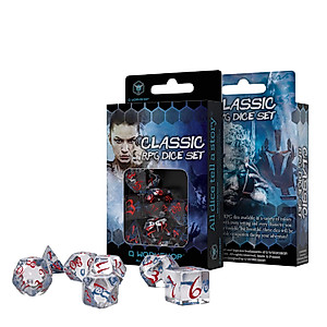 Classic RPG 7 Dice, Transparent Blue/Red