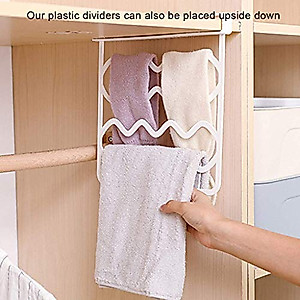 Messar 4 PCS Plastic Shelf Dividers for Closets, Plastic Closet Dividers White Shelf Separators Perfect for Clothes Organizer and Bedroom Kitchen Cabinets Shelf Storage and Organization (4 Pcs)