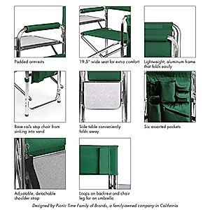 ONIVA - a Picnic Time brand - Sports Chair with Side Table, Beach Chair, Camp Chair for Adults, (Hunter Green)