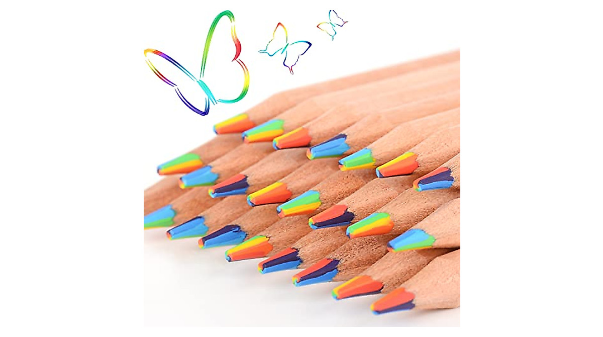 ThEast 7-in-1 Rainbow Colored Pencils - Safe & Pre-sharpened for Kids