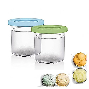 EVANEM 2/4/6PCS Creami Deluxe Pints, for Creami Ninja Ice Cream,16 OZ Ice Cream Pint Cooler Airtight and Leaf-Proof for NC301 NC300 NC299AM Series Ice Cream Maker,Blue+Green-2PCS