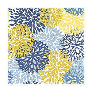 My Daily Dahlia Floral Square Placemats Set of 4, Blue Yellow Flowers Heat Resistant Washable Table Place Mats for Dining Kitchen