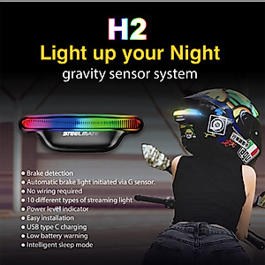 STEEL MATE H2 Helmet Brake Light and Running Light for Motorcycle Safety Rechargeable LED Signal Light for Helmet (WITHOUT ECU)