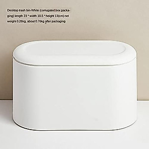 Leefasy Desk Trash Can Wastebasket Or Recycling Bin Garbage Waste Trash Bucket Lid Dust Bin for Home Or Office, White