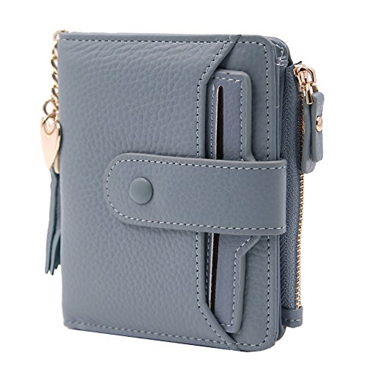 ZOOEASS Women's RFID Mini Soft Leather Bifold Wallet With ID Window Card Sleeve Coin Purse(blue)