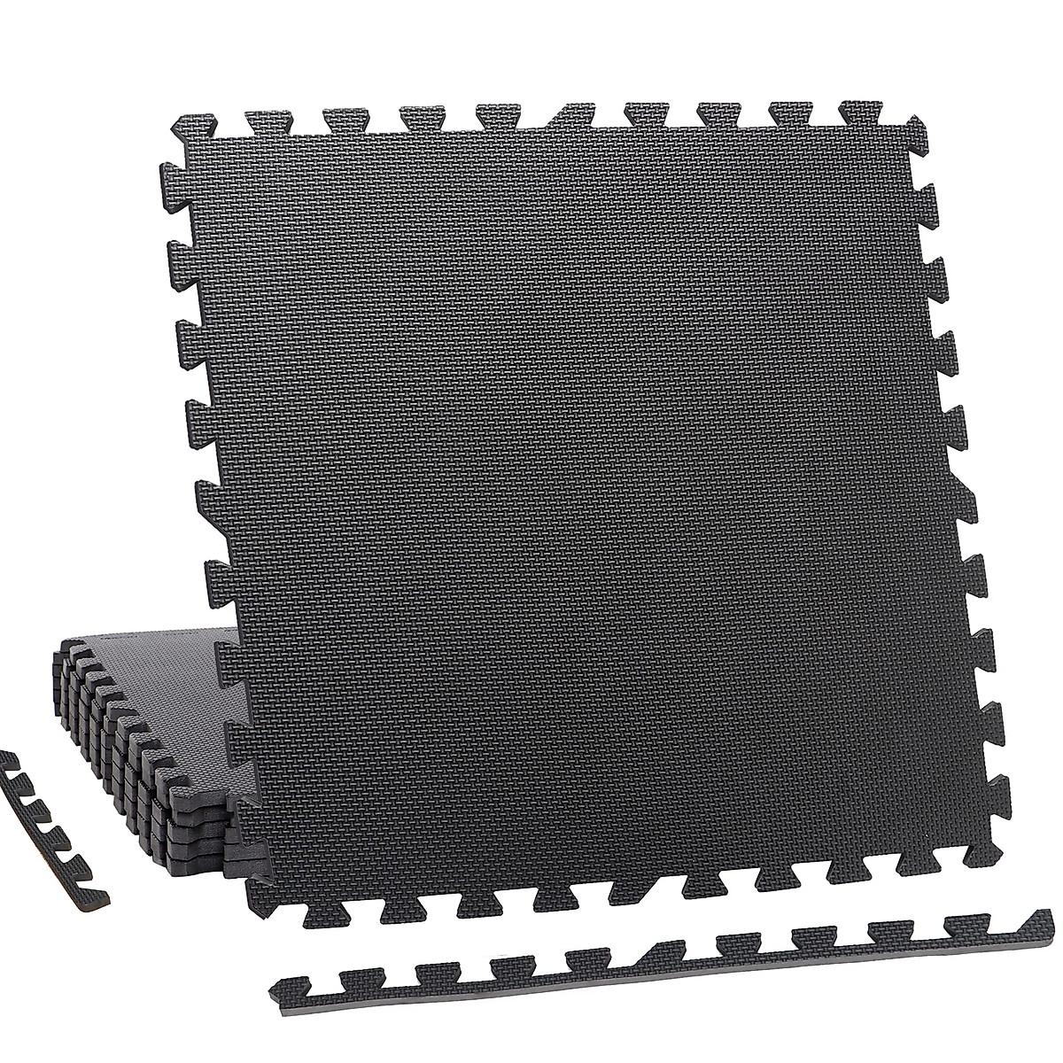 HomGarden Puzzle Exercise Mat 1/2’’ EVA Interlocking Foam Floor Mats for Exercise Equipment Home Gym Workout Mat(6 Tiles) Black