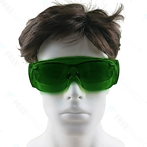 FreeMascot IPL 200nm-2000nm Laser Safety Glasses for Laser Hair Removal Treatment and Laser Cosmetology Operator Eye Protection (Green)