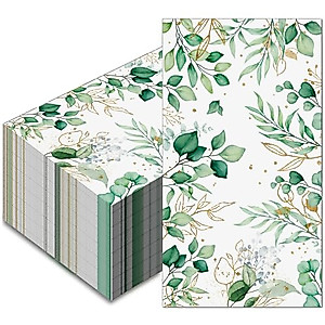 100 Pcs Disposable Hand Towel, Eucalyptus Leaf Paper Napkins Watercolor Guest Napkins Vintage Leaves Decorative Paper Guest for Bathroom Birthday Party Baby Wedding Shower