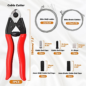 mankk 73PCS Universal Bike Brake Cable Kit and Housing Replacement Kit Stainless Steel Bike Cable Cutter Wire Cable Cutters with Cable End Caps and O-Rings for Mountain Road Bike Bicycle M-111