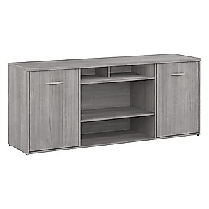Bush Business Furniture Studio C Office Storage Cabinet with Doors and Shelves, 72W, Platinum Gray