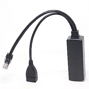 DSLRKIT Gigabit Ethernet Active PoE Splitter 48V to 5V 2.4A with USB Female Type A Port