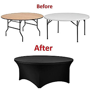 Black 60 Inch 5 Foot Round Stretch Spandex Tablecover