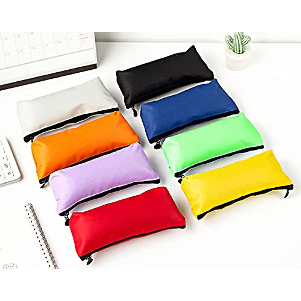 HappyDaily 8 Pack Beautiful Pencil case Pen bag or Cosmatic bag Makeup case or Coin Purse Pouch (Red/Purple/Yellow/Orange/Green/White/Blue/Black)