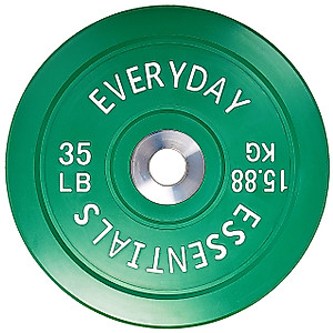 BalanceFrom Color Coded Olympic Bumper Plate Weight Plate with Steel Hub, 35LB Pair