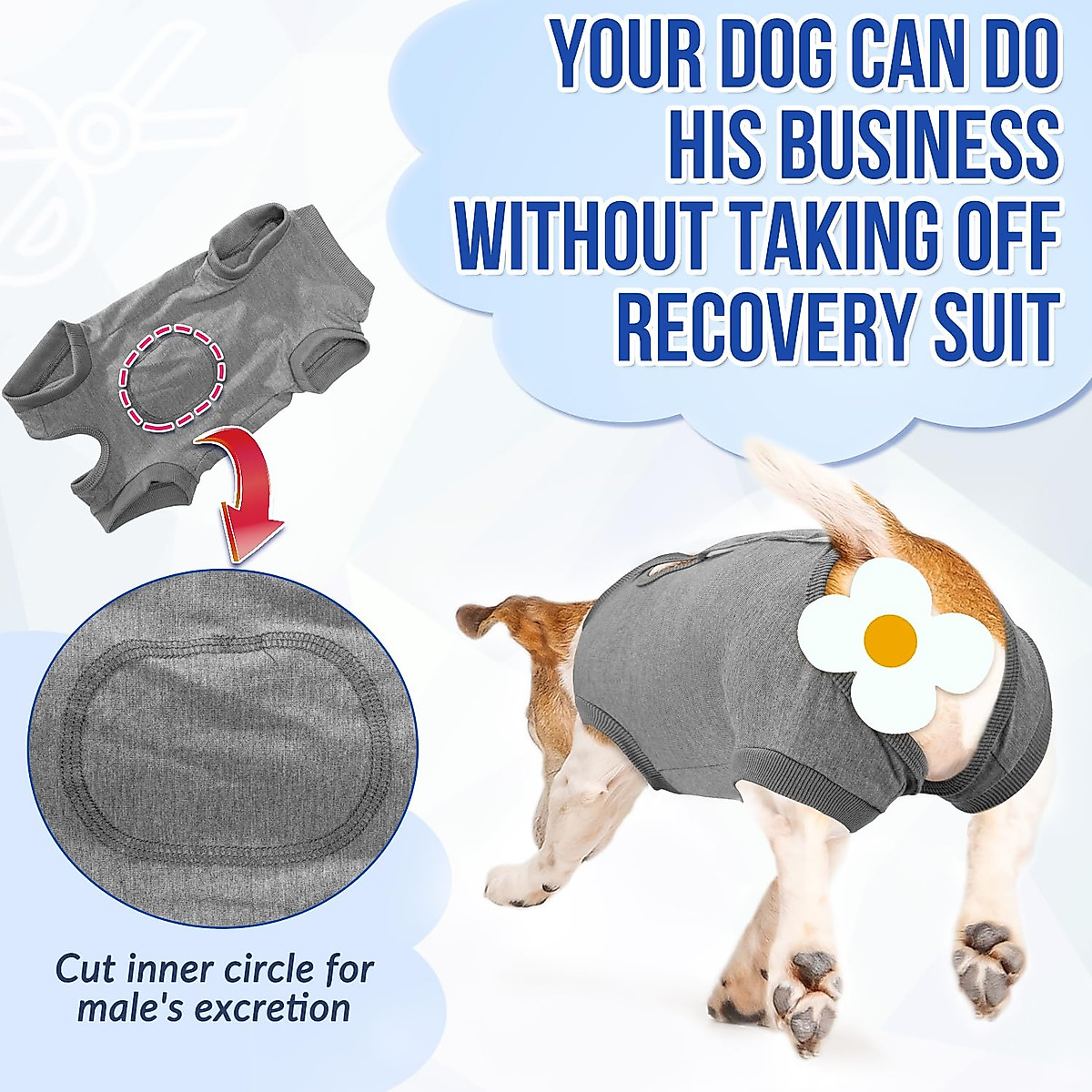 Lukovee Recovery Suit for Dogs, Onesie Surgery Recovery Suit for Female Male Dogs, Abdominal Wounds Cone E-Collar Alternative Prevent Licking Spay Recovery Suit (Grey,Medium)