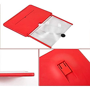 3D Screen Magnifier Amplifier, Boolian,HD Amplifier Projector for Movies, Videos and Games. Foldable Phone Stand with Screen Amplifier for All Smartphones (red)
