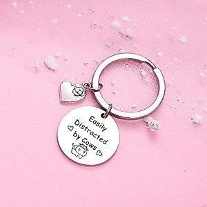 NOTHERS RSZOTW Cow Lover Gift Crazy Cow Lady Gift Cow Expert Gift Cow Whisperer Keychain Cow Themed Gift Cow Farmer Gift Cow Farmer Jewelry Cow Mom Jewelry Cow Themed Keychain