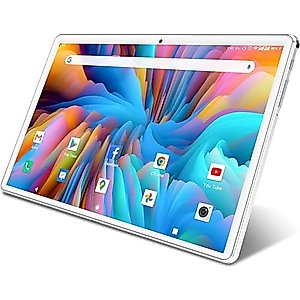 ZONKO Tablet 10.1 inch Android Tablet with 2GB+32GB+256GB Expand, 3G Phone Tablets & Dual Sim Card & 2MP+ 5MP Dual Camera, Quad Core Processor, 1280x800 IPS HD Display,GPS, FM (Silver)