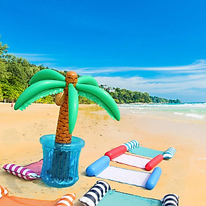 PARENTSWELL 63'' Inflatable Palm Tree Cooler, Tropical Luau Party Decorations, Inflatable Drink Cooler for Parties Jungle Hawaiian Birthday Party Decorations Palm Tree Decor