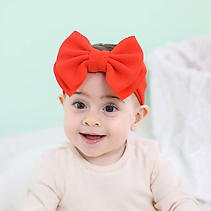 Lawie 12 Pack Double Layer Bowknot Large Knot Hair Bow Elastic Stretchy Wide Nylon Headbands Hairband Hairbows Turban Headwraps Hair Accessories for Kids Toddler Infant Newborn Baby Girl Bulk