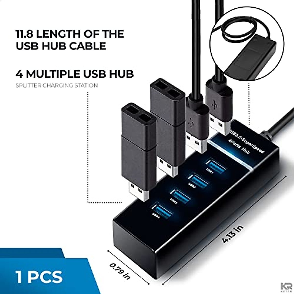 USB Hub 3.0 Extra USB Ports for Laptops - PC USB Extension Cable 4 Multiple USB Port for Laptop USB Port Expander USB Adapter - Computer Networking Hubs Gaming Accessories 3.0 Flash Drive Adapter