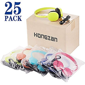 Hongzan Bulk Headphones 25 Pack Multi Colored for Classroom Kids, Wholesale Headphones Earphones for Students, Schools, Libraries, Museums, Testing Centers, Hotels (5 Mixed Color)