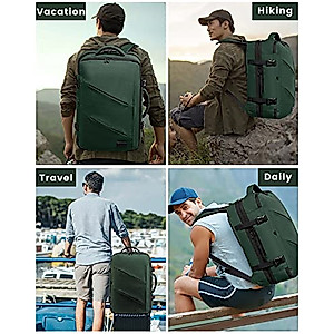 LOVEVOOK Travel Backpack, Extra Large 30-40L Expandable Carry on Backpack Airline Approved, Anti-Theft Waterproof Backpack for Travel, 17 Inch Laptop Backpack with USB Port for Men & Women, Dark Green
