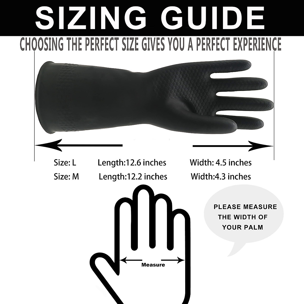 Uxglove Chemical Resistant Gloves, Work Heavy Duty Industrial Rubber Gloves,12.2",Black 1 Pair