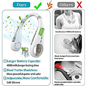 NiUB5 Neck Fans Portable Rechargeable - Personal Fans for Your Neck ,Upgraded Bladeless Cooling Neck Fan