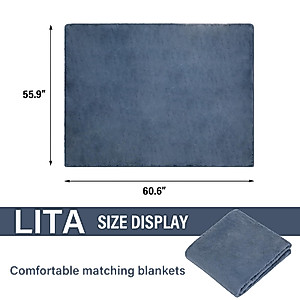 LITA Fluffy Soft Bean Bag Sofa Bed with Blanket, Folding Mattress Bean Bag Chair Foam Filling Convertible Couch Bed with Removable Cover Soft Faux Fur Wall Sofa Bed for Living Room, Dark Grey