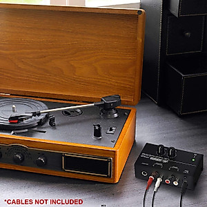 Phono Turntable Preamp-Mini Audio Stereo Phonograph，Separate DC 12V Power Adapter, RCA Input, RCA Output & Low Noise preamp,Portable, Independent Knob Control Operation -Depusheng PP500, Black