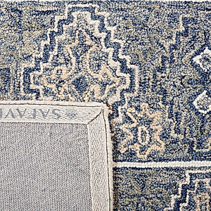 SAFAVIEH Aspen Collection Area Rug - 9' x 12', Blue & Beige, Handmade Boho Wool, Ideal for High Traffic Areas in Living Room, Bedroom (APN275M)