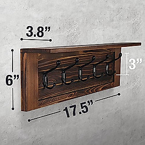 KIBAGA Decorative Coat Rack for Wall Mount - Stylish Wooden Shelf with 5 Hooks - The Perfect Hanger for Your Entryway Easily Holds All of Your Coats, Jackets or Bags