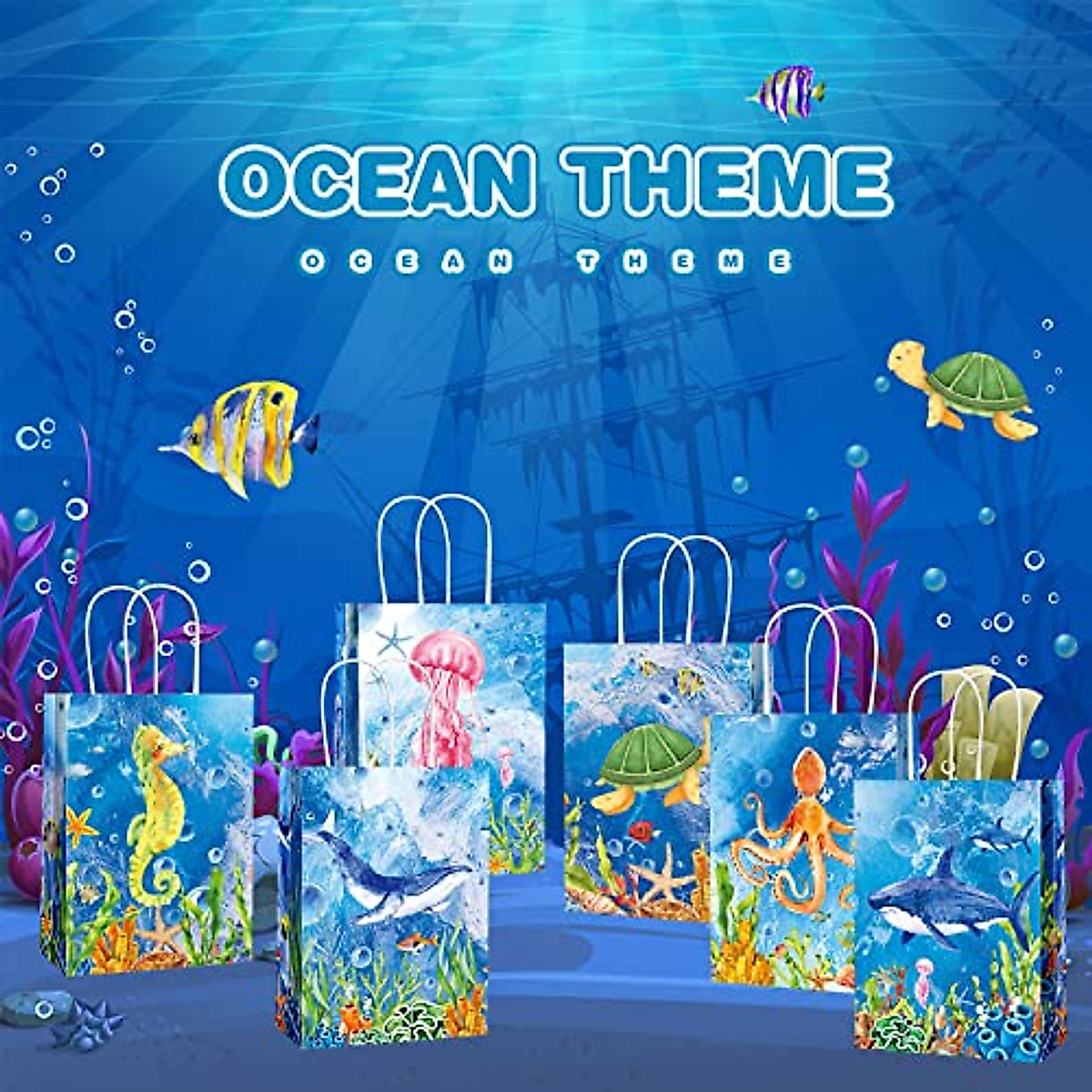 Colorful Sea Animals Party Gift Bags - 24 Pack