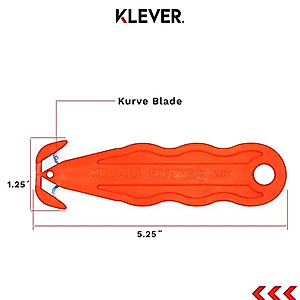 Klever Kutter PLUS Safety Cutter, Carbon Steel Blade, Disposable Package Opener, Utility Knife Cuts Boxes, Film, Tape and More, Orange, 20/pk (PLS-100G)