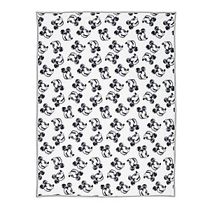 Lambs & Ivy Disney Baby Mickey Mouse Baby Blanket - Blue/White Minky/Jersey